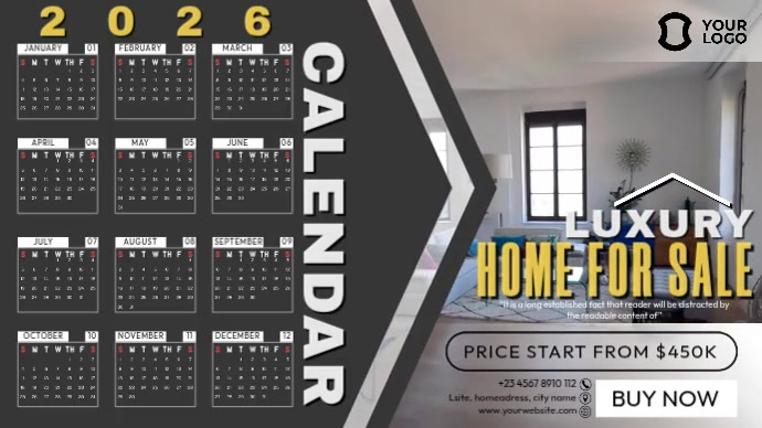 Real Estate Calendar 2026 Luxury Home Flyer Template | PosterMyWall