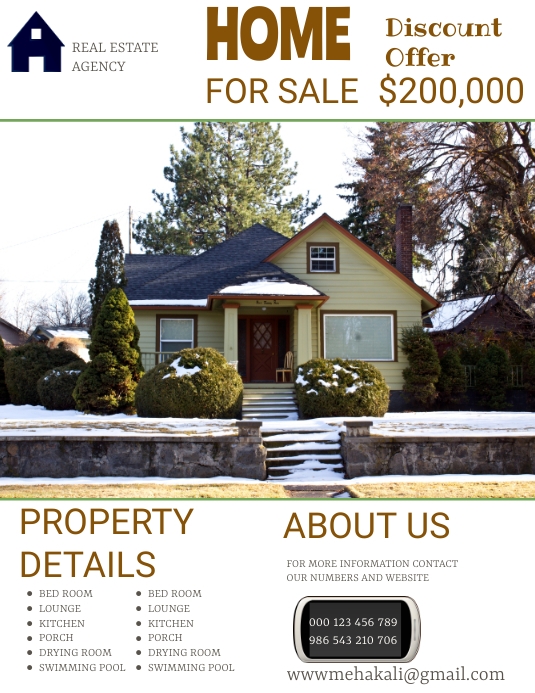 Real estate flyer, property sale, house ad Template | PosterMyWall