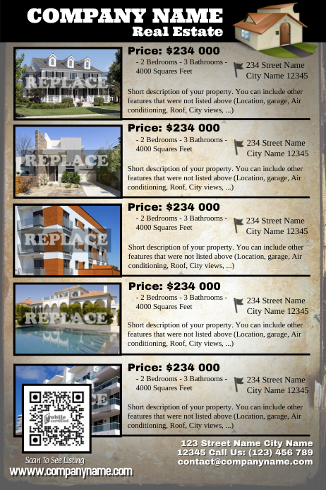 Real estate listing flyer - Vintage style | PosterMyWall