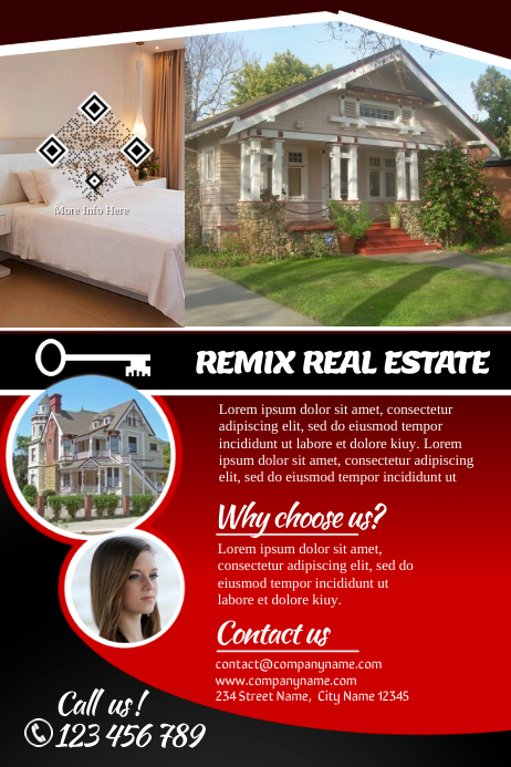 Copy of Red brochure for real estate business (dark version) | PosterMyWall