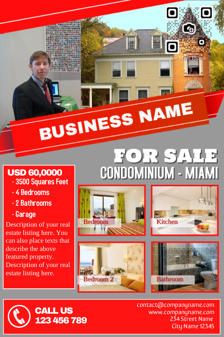 Copy of Stylish real estate poster - Red | PosterMyWall