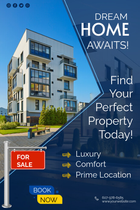 Real Estate Social Media Promotion and Banner Post Design Template ...