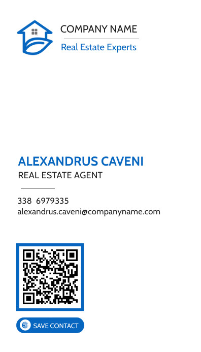 Plantilla de real estate vertical business card blue and w | PosterMyWall