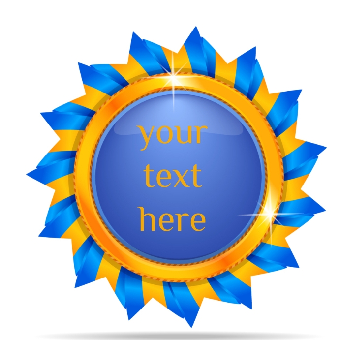 Realistic gold blue label ribbon design Template | PosterMyWall