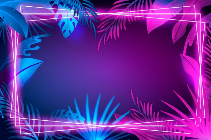 Realistic neon frame leaves Template | PosterMyWall