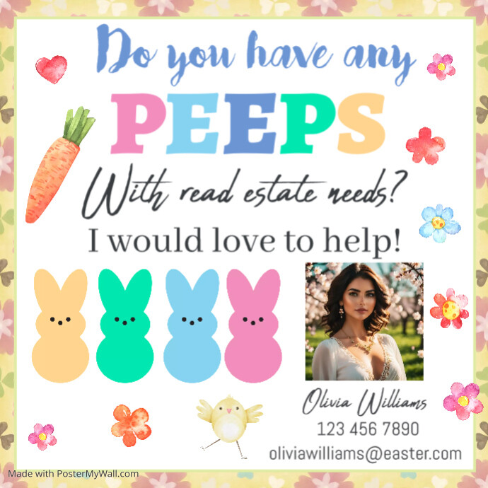 Realtor Easter Peeps gift tags for clients, Template | PosterMyWall