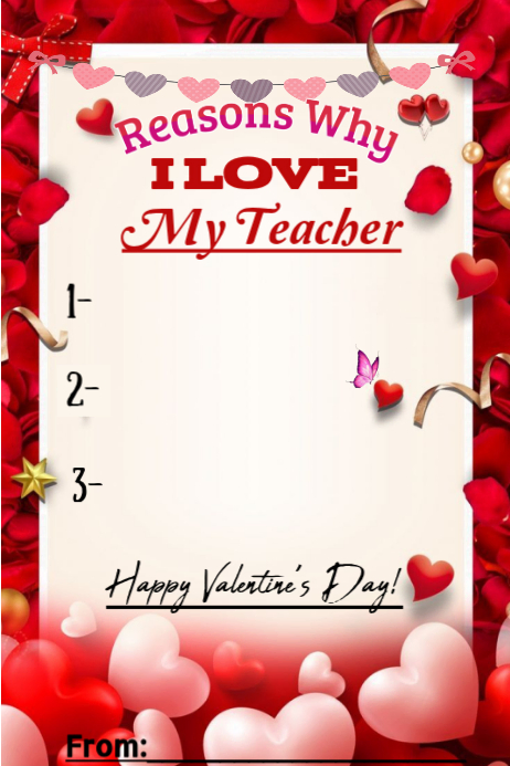 Reasons Why I Love My Teacher Template | PosterMyWall