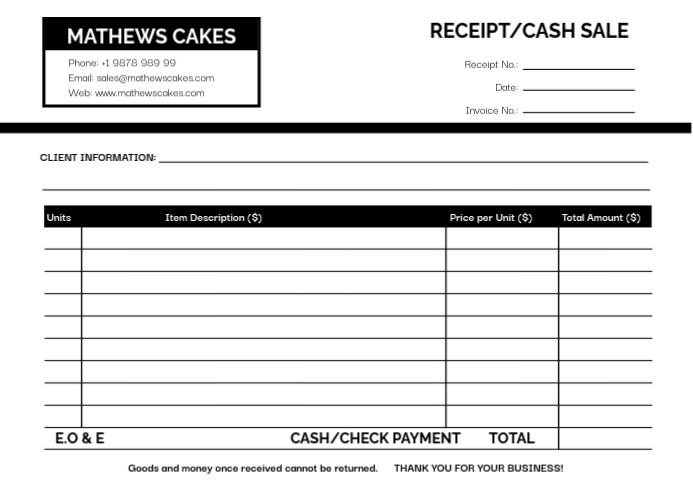 receipt/cash sale template business | PosterMyWall