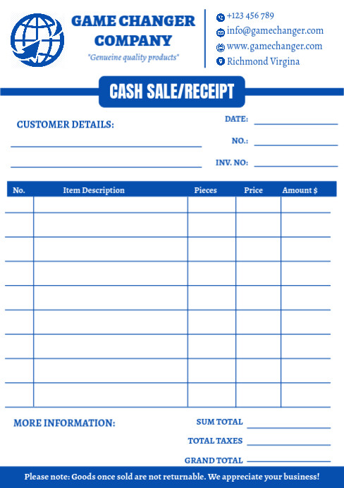 Copy of Receipt Cash Sale Template | PosterMyWall