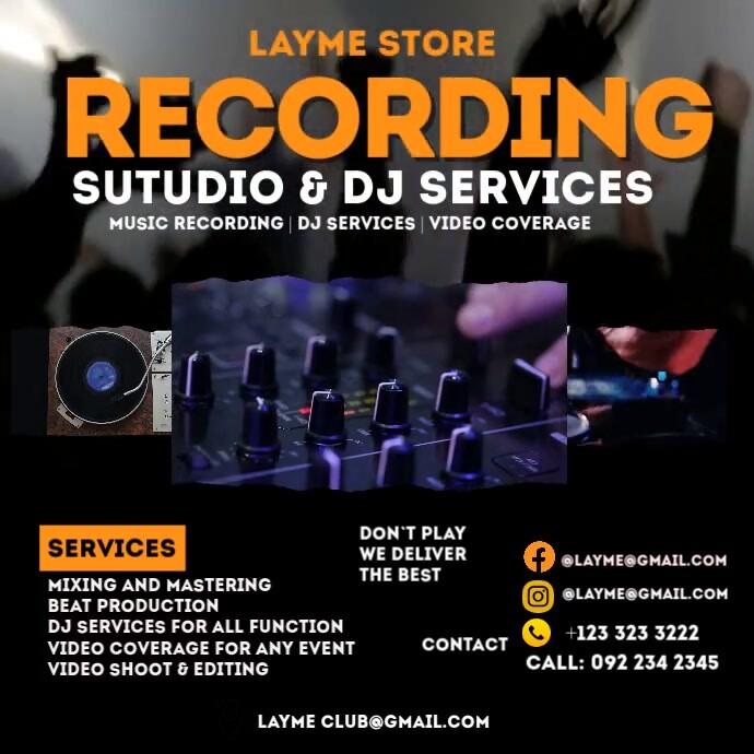 Recording Studio Yellow Grudge Theme Template | PosterMyWall