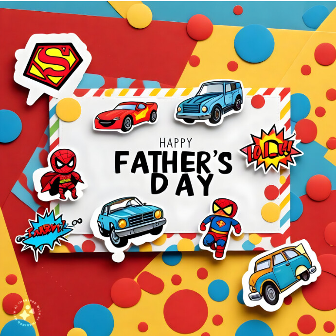 Plantilla de Red, Yellow and Blue Joyful Fathers Day Insta | PosterMyWall