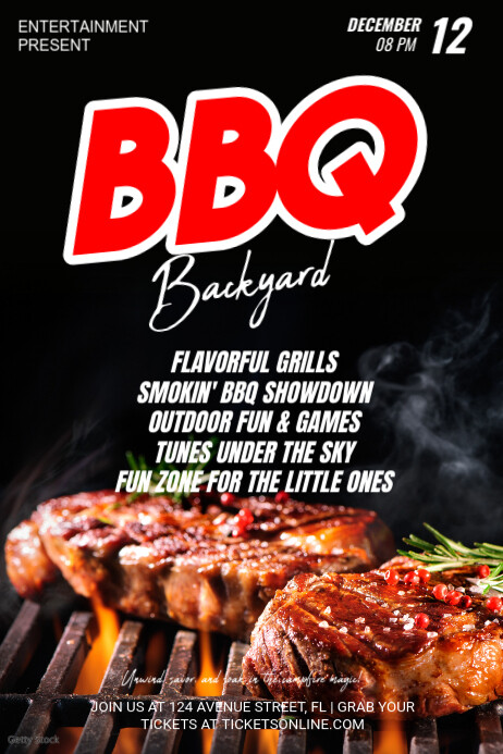 Red & Black Bbq Backyard Poster Template | PosterMyWall