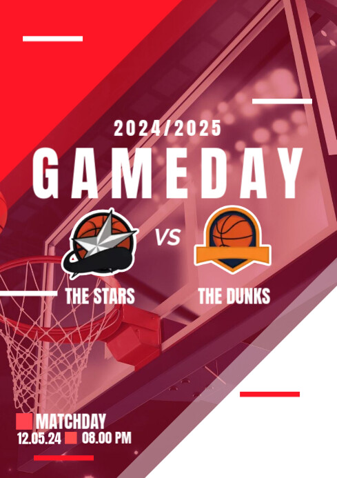 Red & White Gameday Basketball Template | PosterMyWall