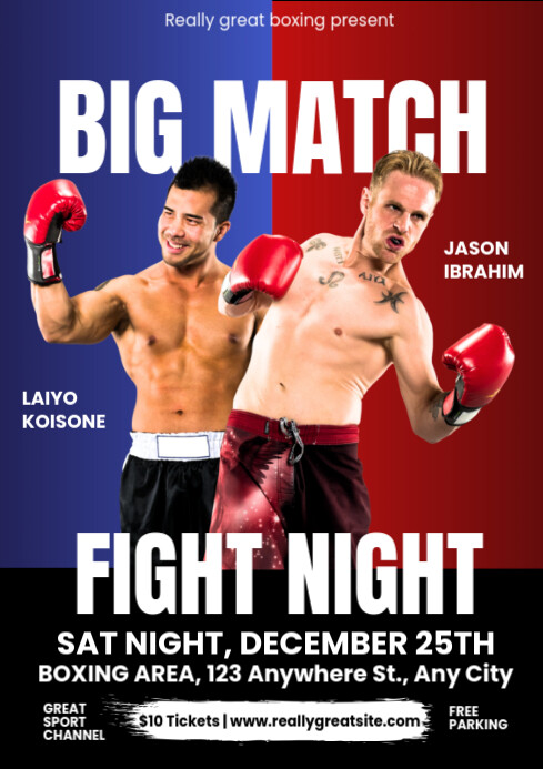 Red 3d Big Match A4 Template | PosterMyWall