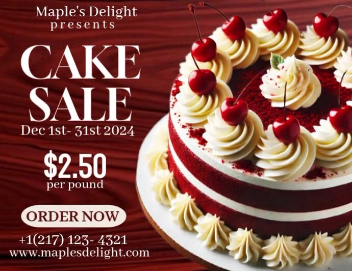 Red 3d Cake Sale Fundraiser Event Flyer (us Letter) Template | PosterMyWall