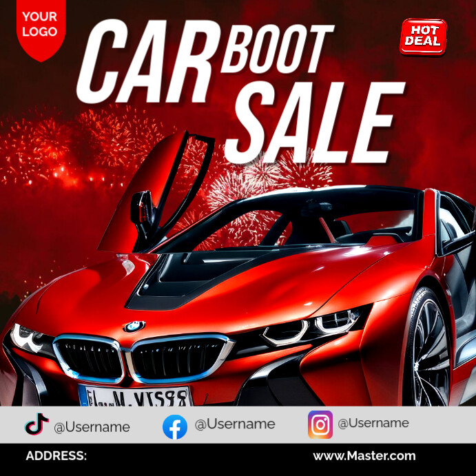 Red 3d Car Boot Sale , Best Offers Car Poster And Flyer Instagram Post ...