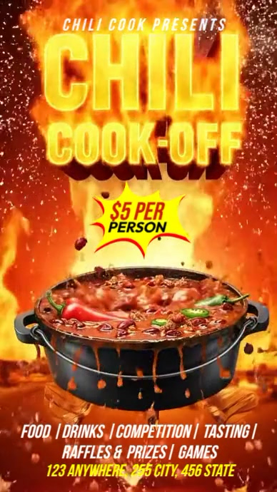 Red 3d Chili Cook-off Instagram Story Template | PosterMyWall