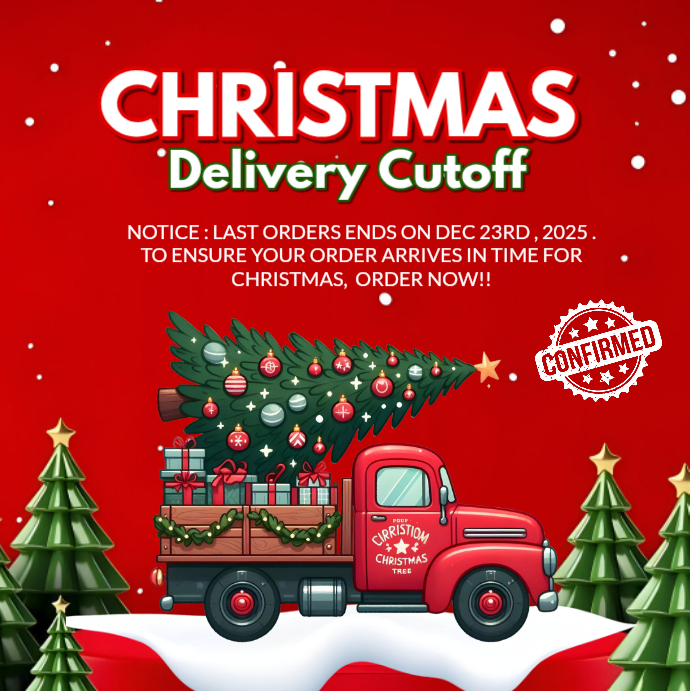 Red 3d Christmas Delivery Cut Off Notice Template Square (1:1 ...