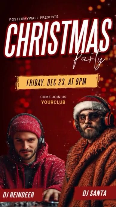 Red 3d Christmas Dj Party Instagram Reel Template | PosterMyWall