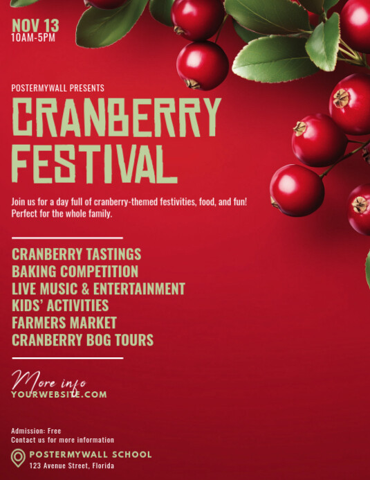 Copy of Red 3d Cranberry Festival Flyer (us Letter) | PosterMyWall