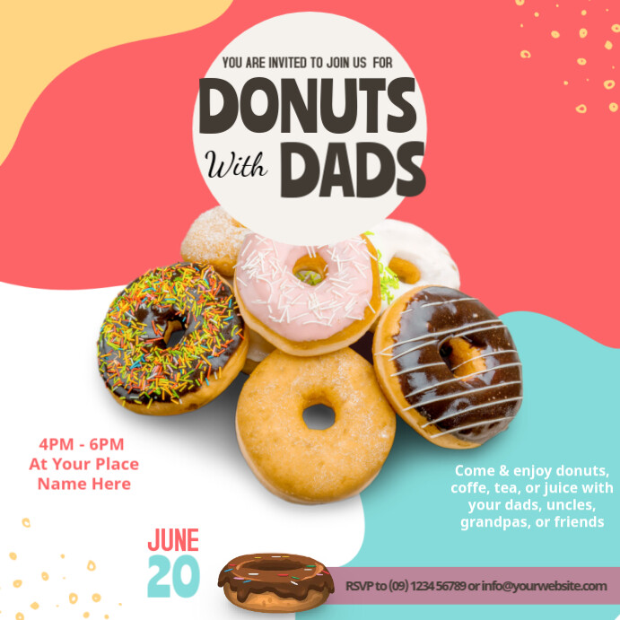 Copy of Red 3d Donuts With Dad Pos Instagram | PosterMyWall