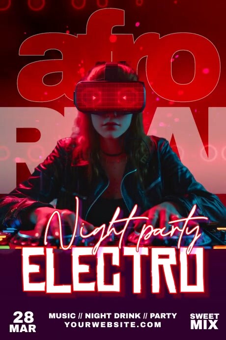 Plantilla de Red 3d Electro Night Party Poster | PosterMyWall