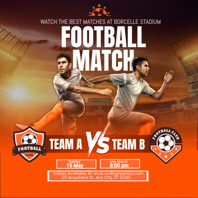 Copy of Red 3d Football Match Instagram Post | PosterMyWall