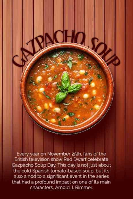 Red 3d Gazpacho Soup Day Poster Template | PosterMyWall