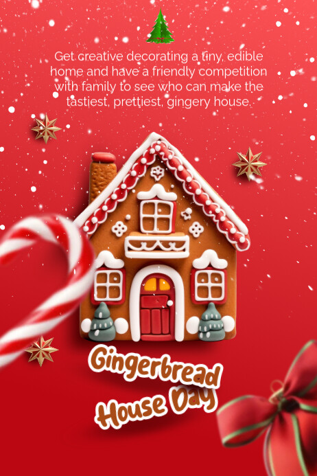 Copy of Red 3d Gingerbread House Day Poster | PosterMyWall