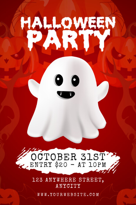 Red 3d Halloween Party Poster Template | PosterMyWall