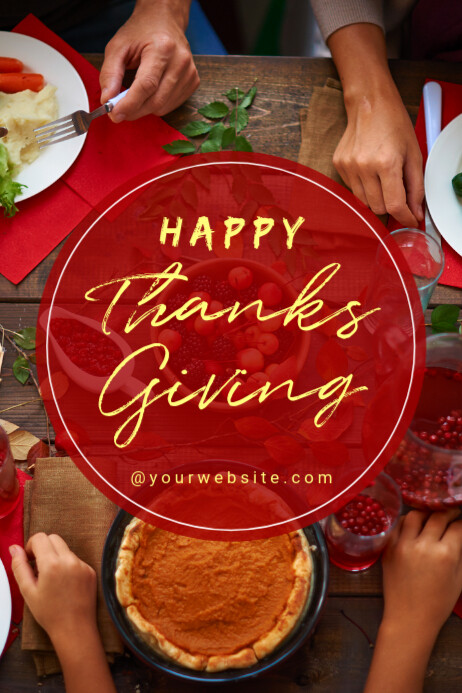 Red 3d Happy Thanksgiving Poster Templat | PosterMyWall