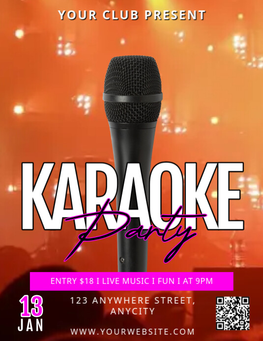 Red 3d Karaoke Party Pamflet (letter As) Template | PosterMyWall