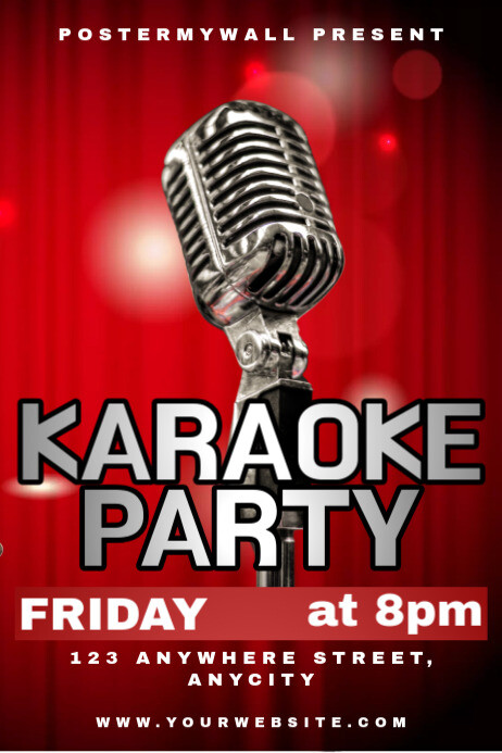 Red 3d Karaoke Party Poster Template | PosterMyWall