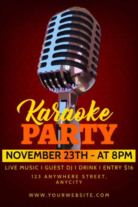 Red 3d Karaoke Party Poster Template | PosterMyWall