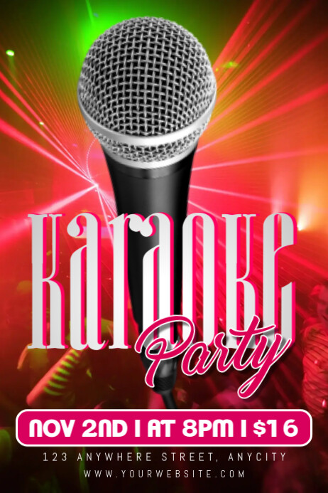 Red 3d Karaoke Party Poster Template | PosterMyWall
