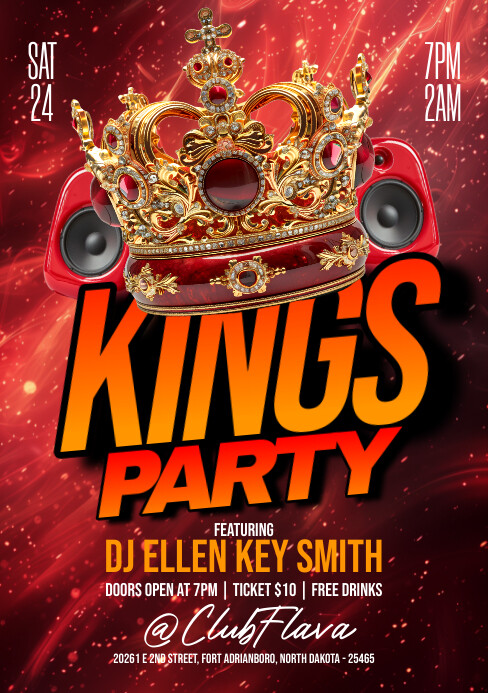 Red 3d Kings Party A5 Template | PosterMyWall