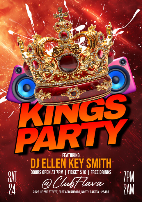 Red 3d Kings Party A5 Template | PosterMyWall