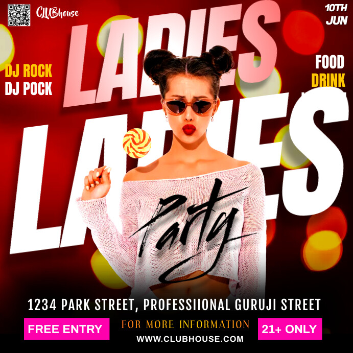 Copy of Red 3d Ladies Night Party Square (1:1) | PosterMyWall
