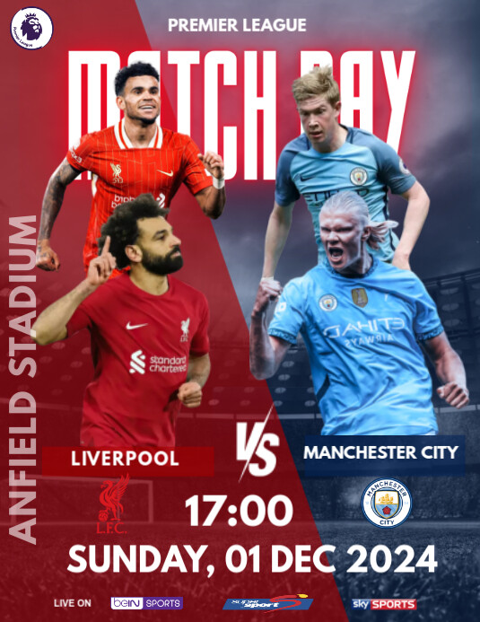 Copy of Red 3d Liverpool Vs Manchester City Premier League Match Flyer ...