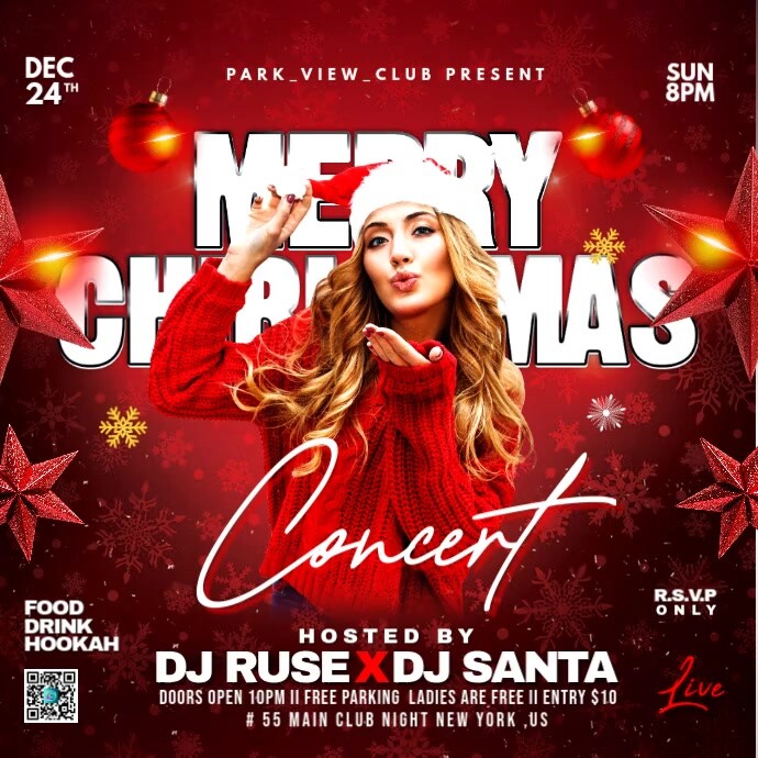 Red 3d Merry Christmas Concert Square (1:1) Template | PosterMyWall