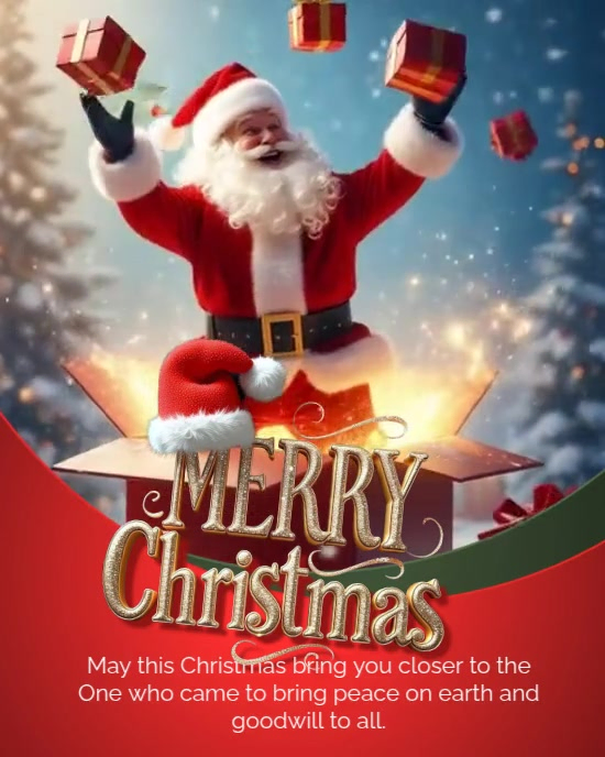 Red 3d Merry Christmas Instagram Portrait Template | PosterMyWall