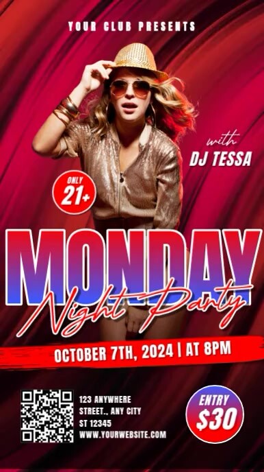 Red 3d Monday Night Party Instagram Reel Template | PosterMyWall