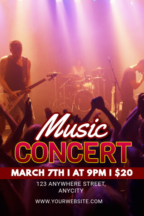 Red 3d Music Concert Poster Template | PosterMyWall