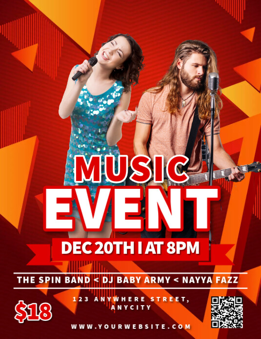 Red 3d Music Event Pamflet (letter As) Template | PosterMyWall