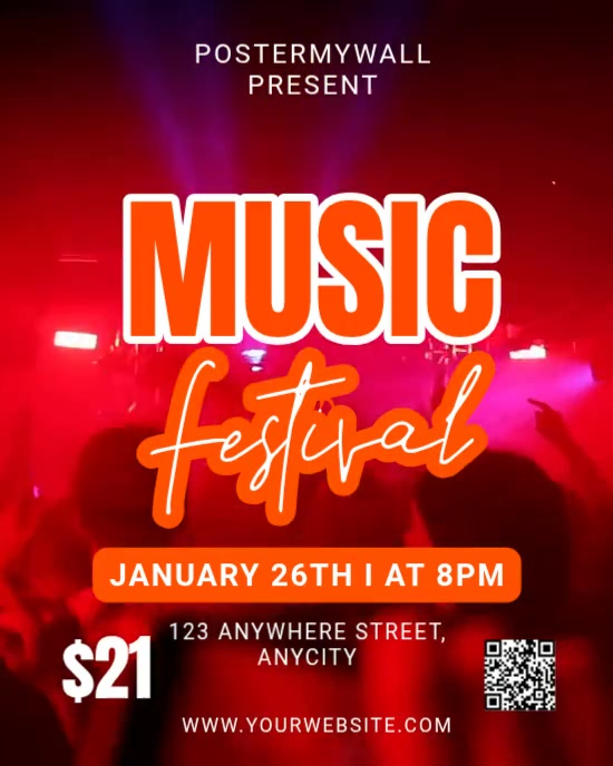 Red 3d Music Festival Instagram Portrait Template | PosterMyWall