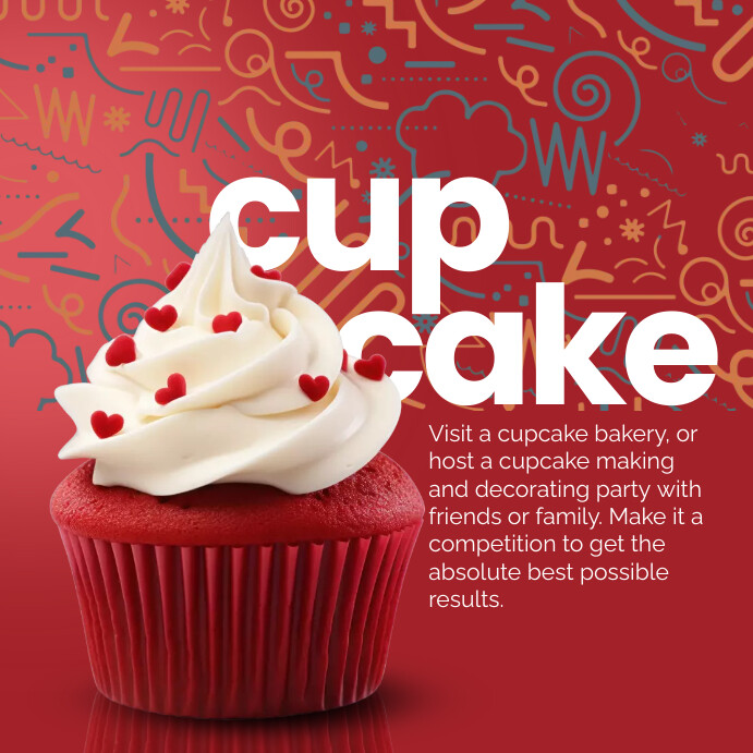 Red 3d National Cup Cake Day Instagram Post Template | PosterMyWall