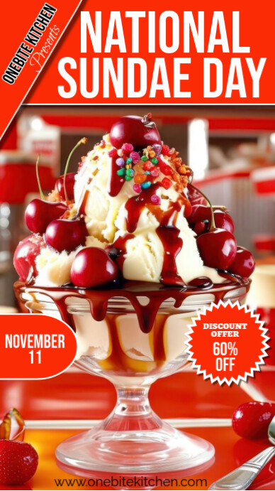 Modèle Red 3d National Sundae Day Instagram Story | PosterMyWall