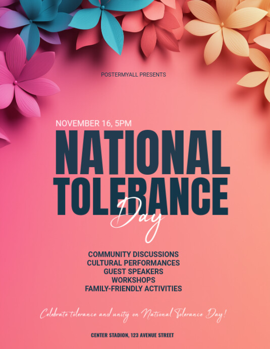 Copy of Red 3d National Tolerance Day Flyer (us Lette | PosterMyWall