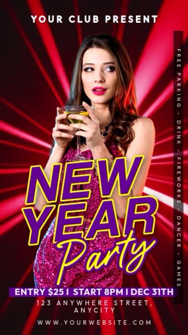 Red 3d New Year Party Reel Instagram Template | PosterMyWall