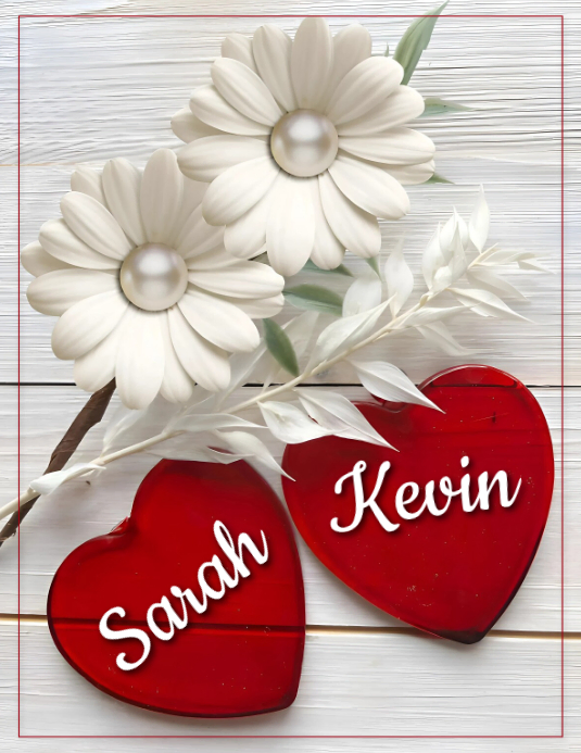 Red 3d Personalized Romantic Couple Name Design Flyer (us Letter ...